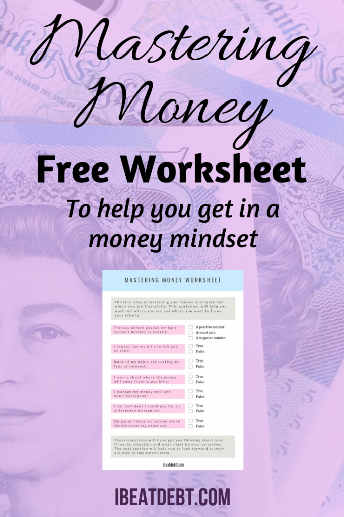Money Mindset Worksheet - I BEAT DEBT